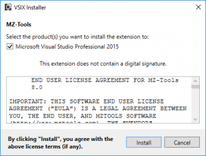Using VSIXInstaller.exe to install programmatically an extension to Visual Studio 2015 and ...