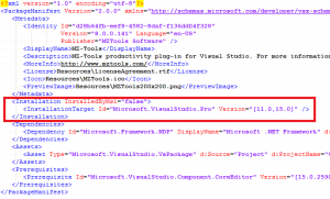 Using VSIXInstaller.exe to install programmatically an extension to Visual Studio 2015 and ...